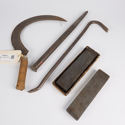 Two Sharpening Stones, Sickle, - Lot 1152423 | ALLBIDS