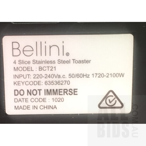 Bellini BCT21 4 Slice Stainless - Lot 1284719 | ALLBIDS
