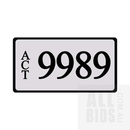 ACT 4-Digit Number Plate 9989 - Lot 1348547 | CARBIDS