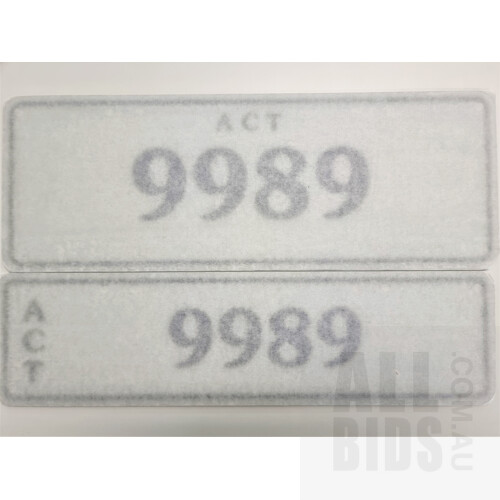 ACT 4-Digit Number Plate 9989 - Lot 1348547 | CARBIDS