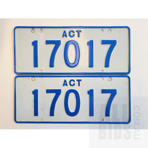 ACT 5 Digit Number Plate 17017 - Lot 1315691 | CARBIDS