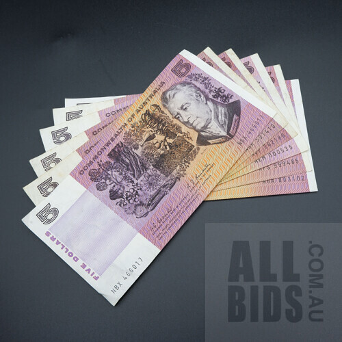 Six $5 Australian Notes, Coombs - Lot 1382047 | ALLBIDS