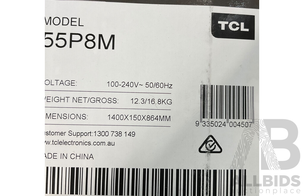TCL 55P8M 4K HDR QUHD LED ANDROID - Lot 1451898 | ALLBIDS