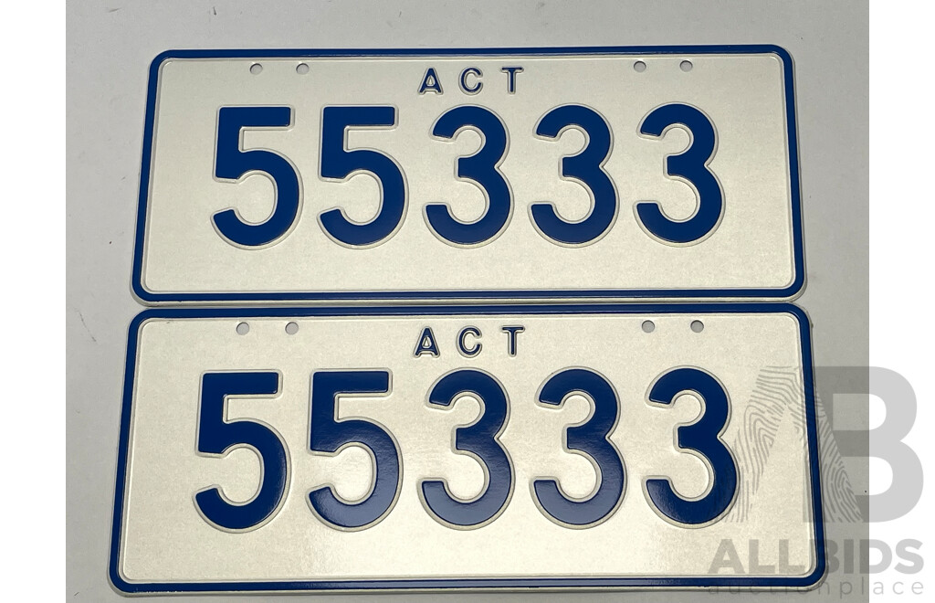 ACT 5-Digit Number Plate 55333 - Lot 1513912 | CARBIDS
