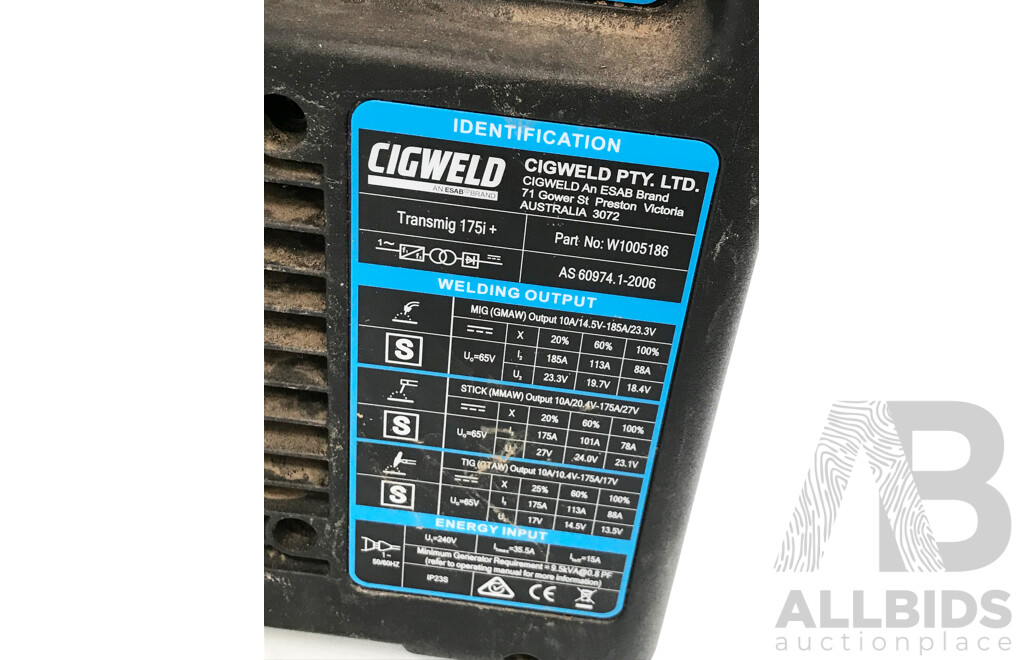 Cigweld Transmig 175i+ Multi-Process - Lot 1511338 | ALLBIDS