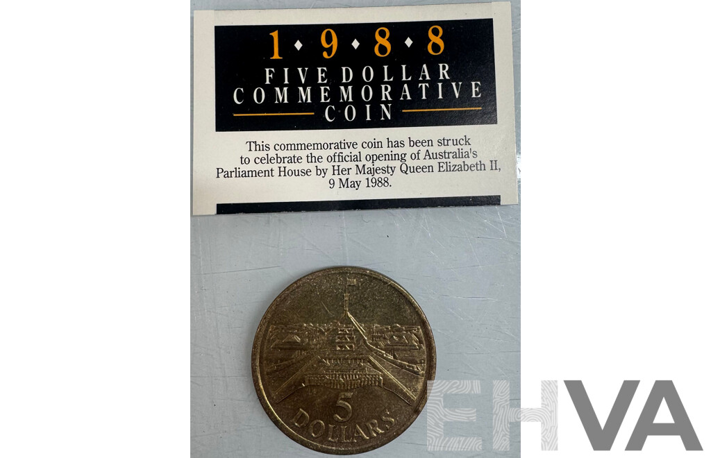 1988 New Parliment House $5 Coins - Lot 1585740 | EHVA