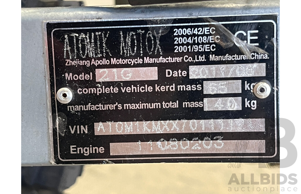 Atomik Thumpster Moto X 50CC Motor - Lot 1511609 | CARBIDS