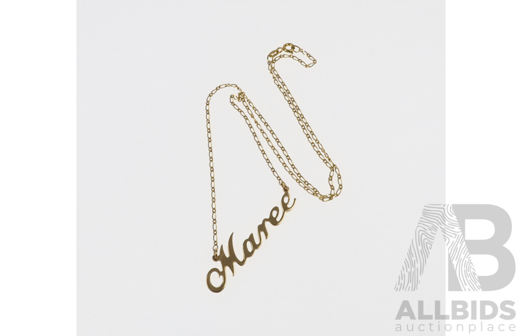 9CT Yellow Gold 'Maree' Name Plate - Lot 1518749 | ALLBIDS