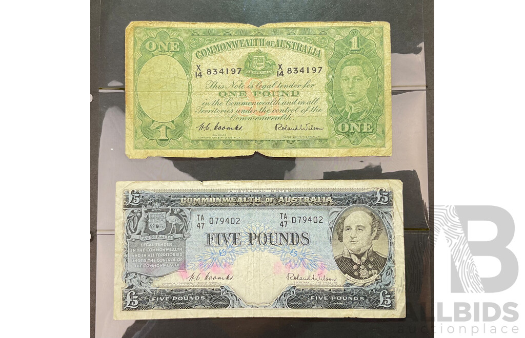 Australian 1954 Five Pound Note - Lot 1539458 | ALLBIDS