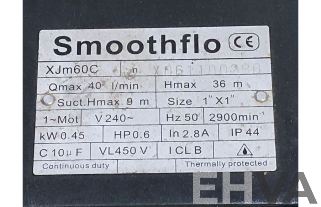 Smoothflo Electric Water Pump - Lot 1550048 | EHVA