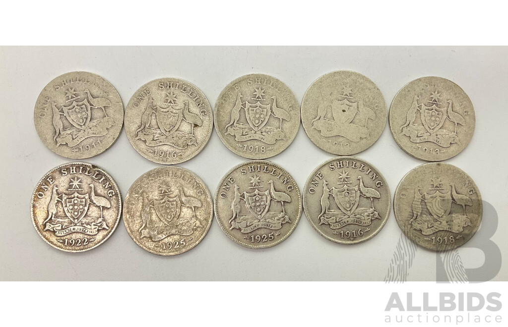 Ten Australian KGV Silver Shilling - Lot 1561282 | ALLBIDS