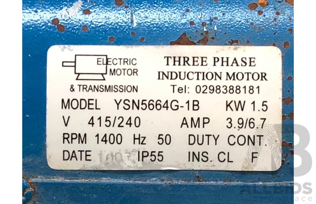 SMC Three Phase Induction Motor - Lot 1578004 | ALLBIDS