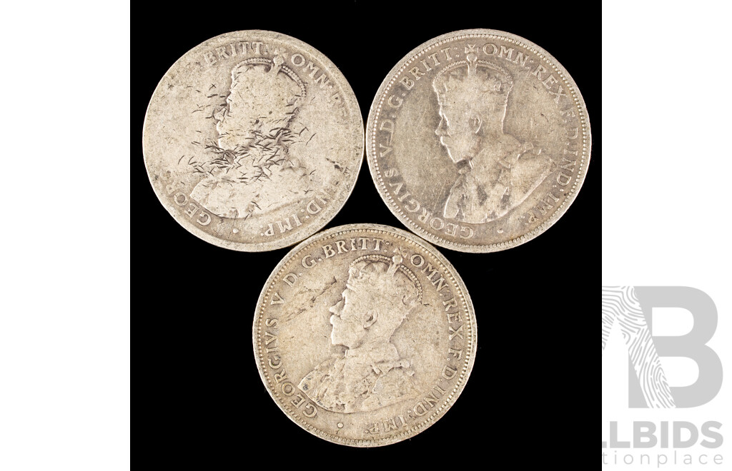 Three Australian KGV Silver Florins, - Lot 1621800 | ALLBIDS