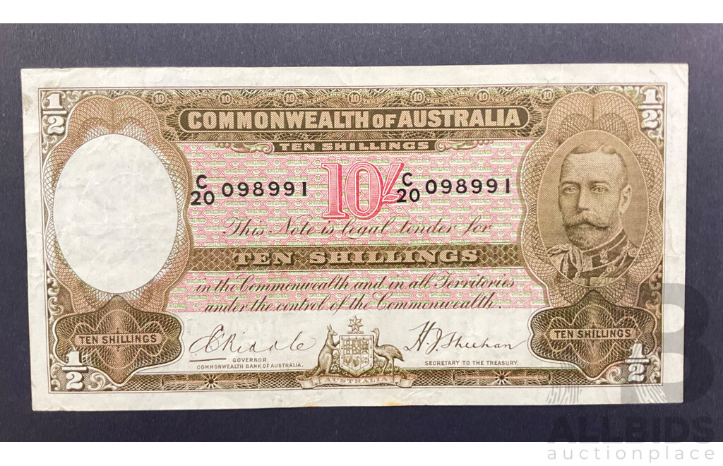Australian 1933 Ten Shilling Note - Lot 1603612 | ALLBIDS