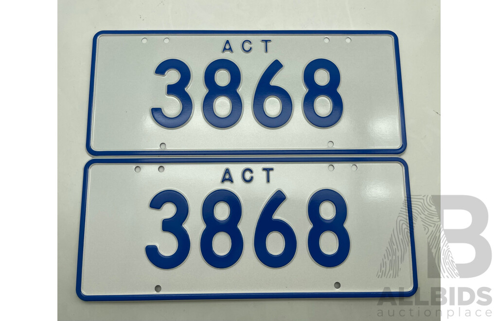 ACT 4-Digit Number Plate 3868 - Lot 1589256 | CARBIDS
