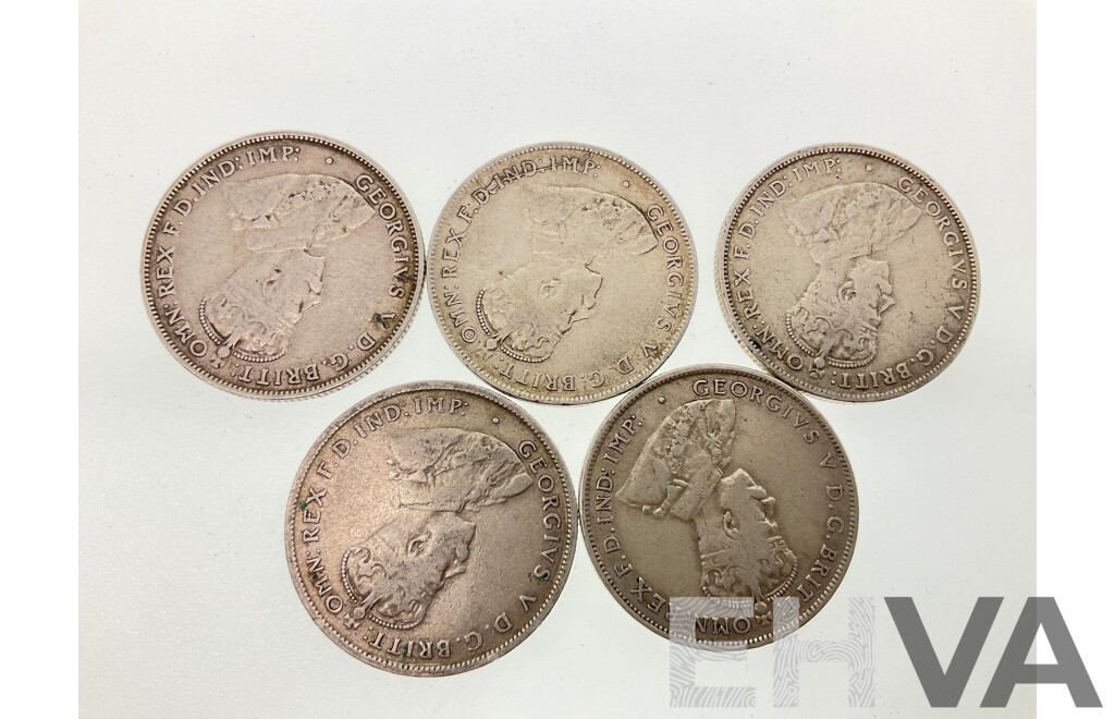 Five Australian KGV Silver Florins - Lot 1619351 | EHVA
