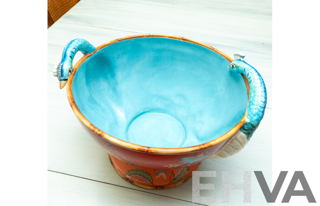 Large Ceramic Peacock Themed Glazed - Lot 1630011 | EHVA