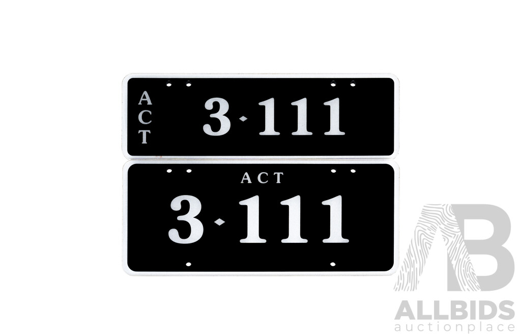 ACT 4-Digit Number Plate 3.111 - Lot 1633601 | CARBIDS