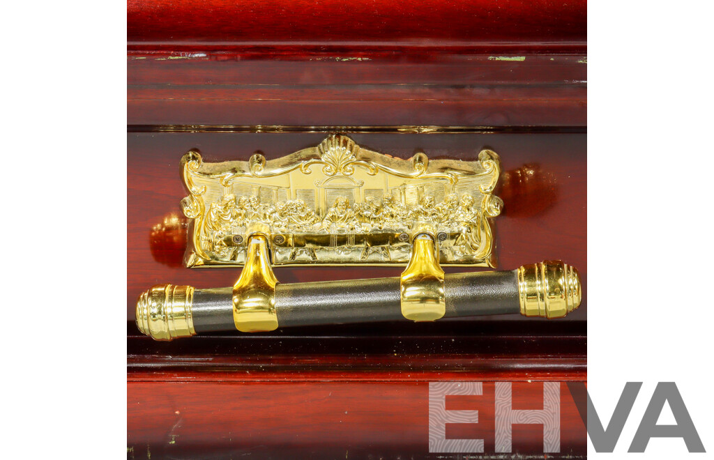 Mahogany Fabric Lined Coffin with - Lot 1633685 | EHVA